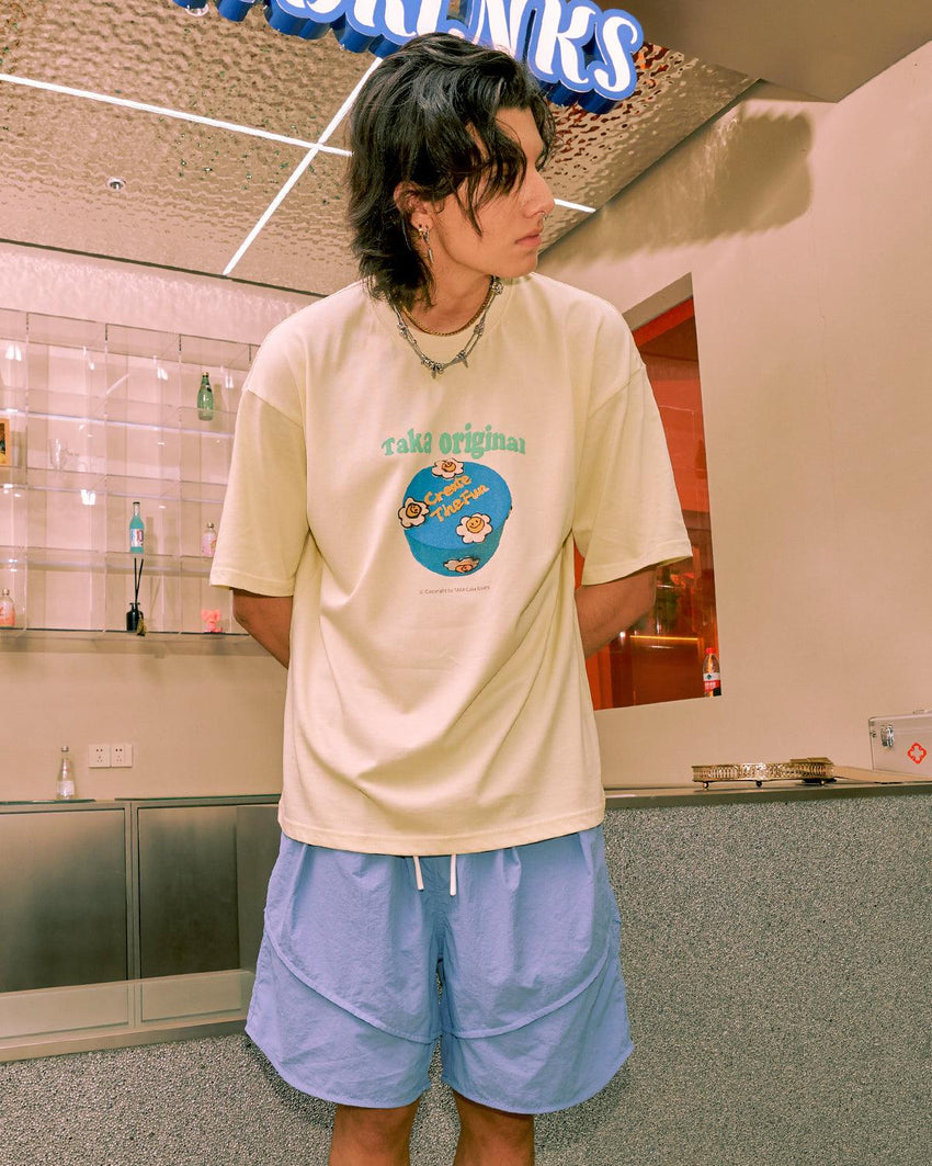 TAKA Original That's Fun cake print logo T-shirt – TAKA ORIGINAL LIMITED