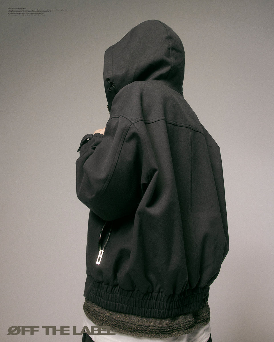 OFF THE LABEL Heavy Suiting Fabric Hooded Oversized Jacket Dark Grey ...
