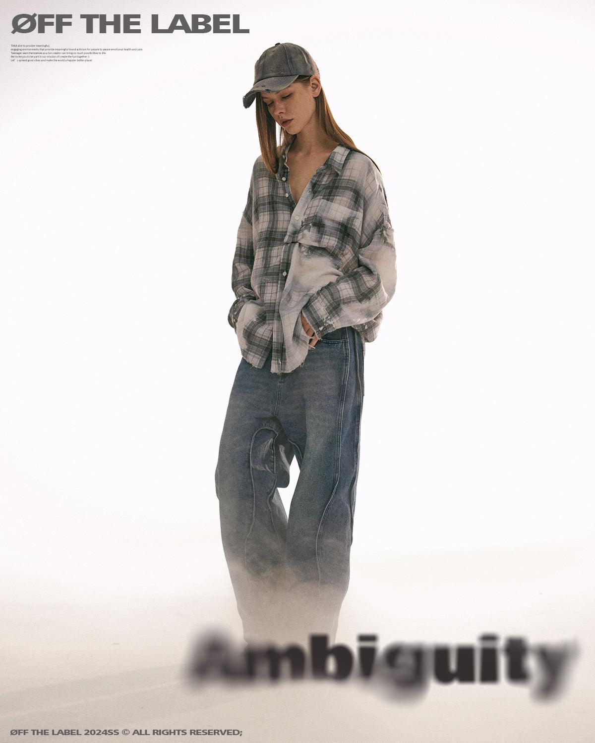 Off The Label ambiguity fading Plaid long sleeved shirt grey – TAKA ...