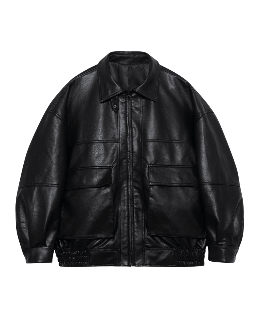 Off The Label cargo-pockets leather bomber jacket black – TAKA ORIGINAL ...