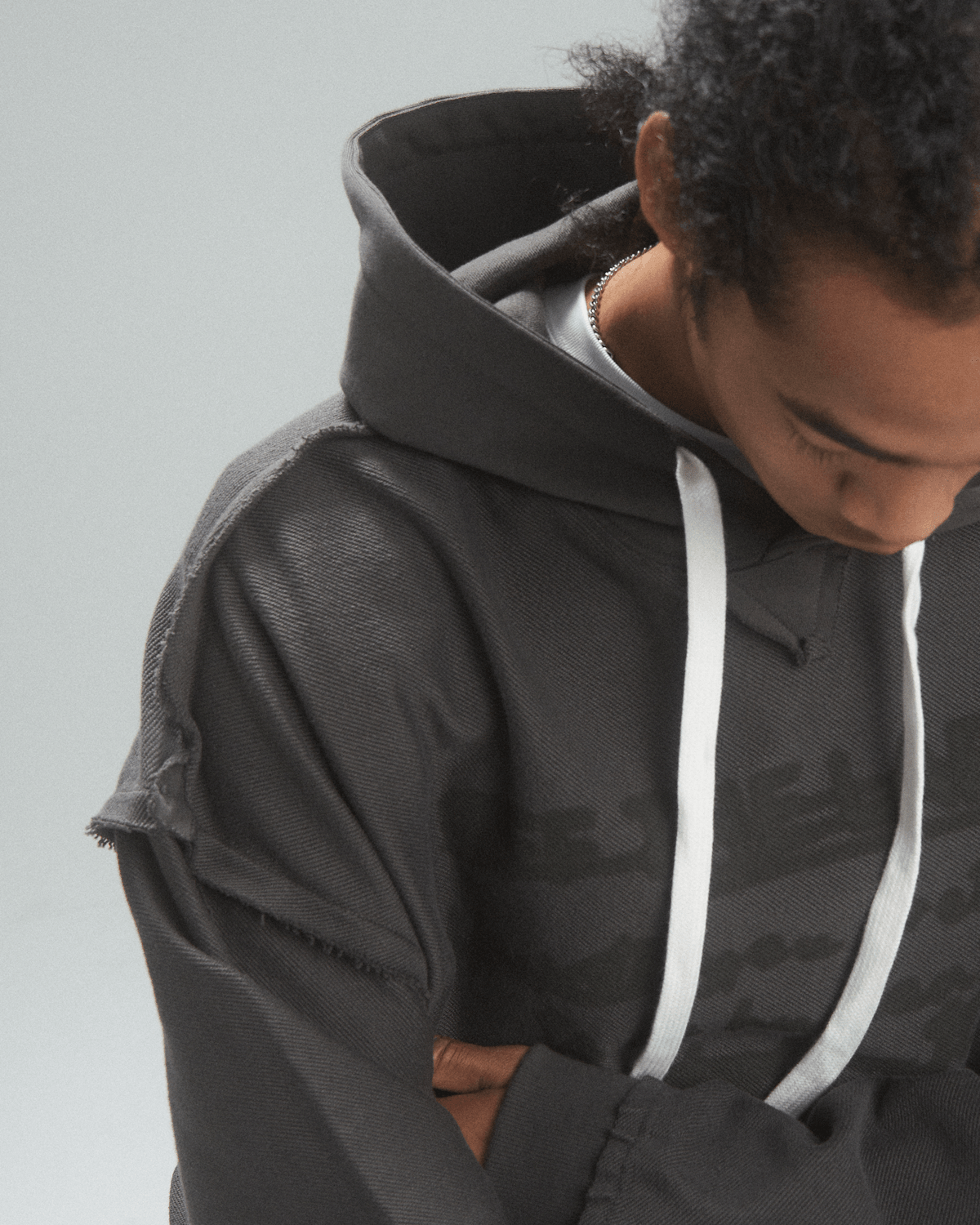 Off The Label Seam Detail Reverse Weave Dark Grey Hoodie – TAKA ...