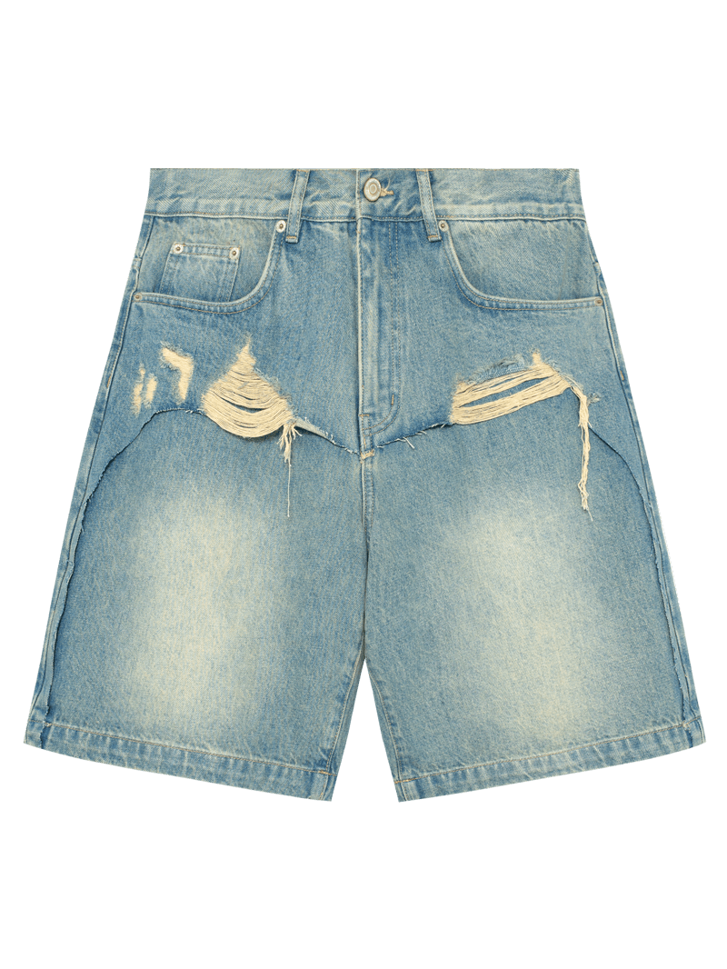 Off The Label Spliced Double Layer Cutting Denim Shorts – TAKA ORIGINAL ...