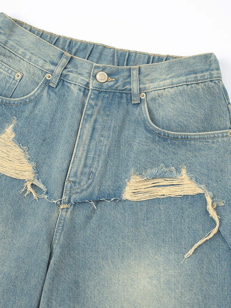 Off The Label Spliced Double Layer Cutting Denim Shorts – TAKA ORIGINAL ...