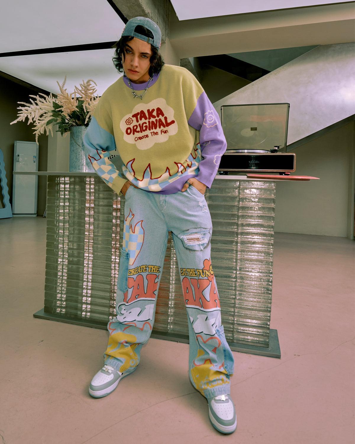 TAKA Original That's Fun checkboard flame knit jumper – TAKA ORIGINAL ...