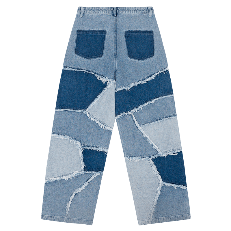 TAKA Original That's Fun distressed patchwork loose-fit jeans blue ...